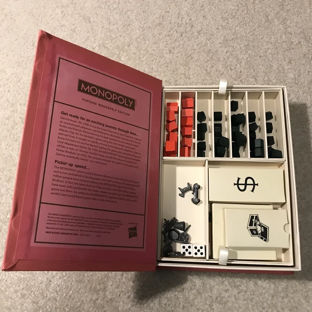 MONOPOLY BOARD GAME Vintage Bookshelf Collection Edition Red Cover ...