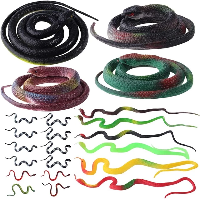 ONESING 22 PCS Fake Snake Rubber Snakes Realistic Snake 18-48 Inch ...