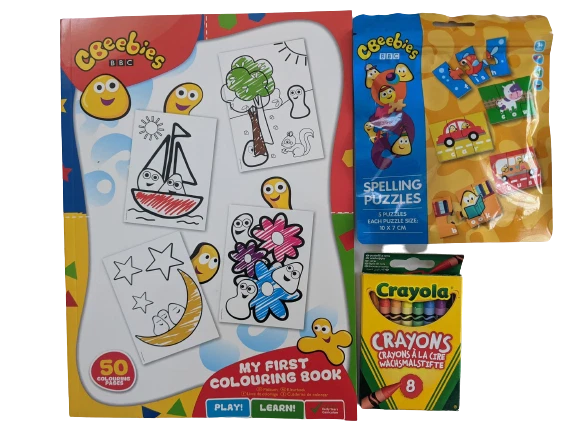 CBEEBIES MY FIRST Colouring Book Box 8 Crayola Crayons & Jigsaw Puzzle ...