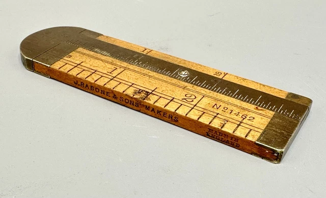 ANTIQUE RABONE & Sons Boxwood Rope Wire Rule Measure Caliper 3'' Gauge ...