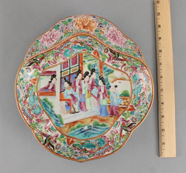 18THC ANTIQUE CHINESE Export Rose Medallion Porcelain Shrimp Serving ...
