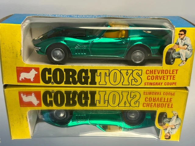 CORGI TOYS 300 Chevrolet Corvette Stingray GOLDEN JACKS COMME NEUF VERT ...