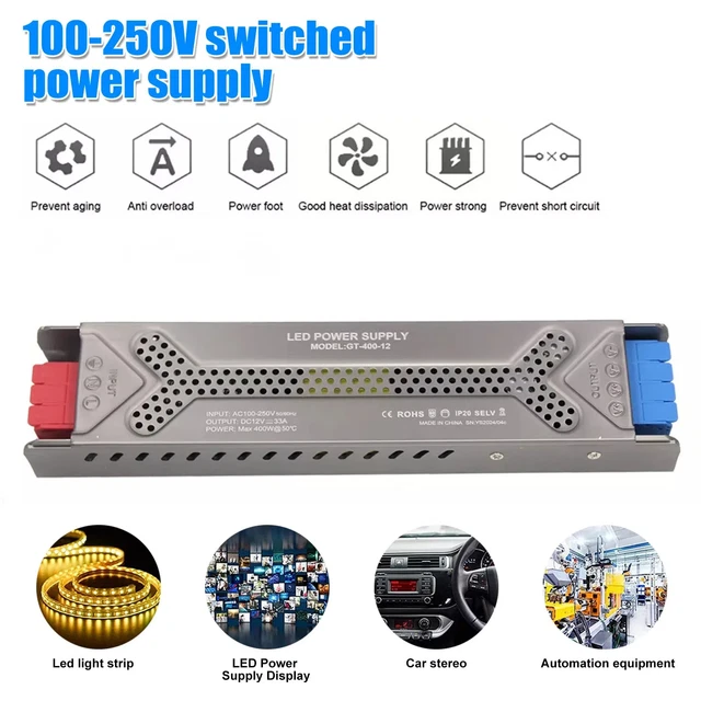 60W-500W LED DRIVER 12V Power Supply Compact AC to DC Transformer for ...