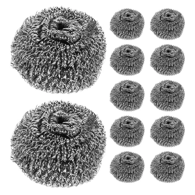 12PCS POT SCRUBBERS Ovens Scrubbers Stainless Steel Cleaning Steel Dish ...