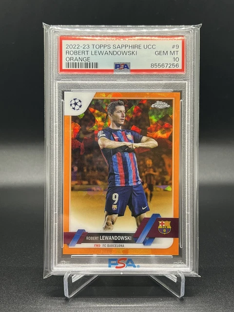 2022-23 TOPPS CHROME UCC UEFA Saphir Robert Lewandowski Orange /50 PSA 10 EUR 49,66 - PicClick FR