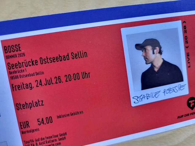 BOSSE STRANDKONZERT SELLIN Juli 2026 Konzert-Ticket Stabile Poesie ...