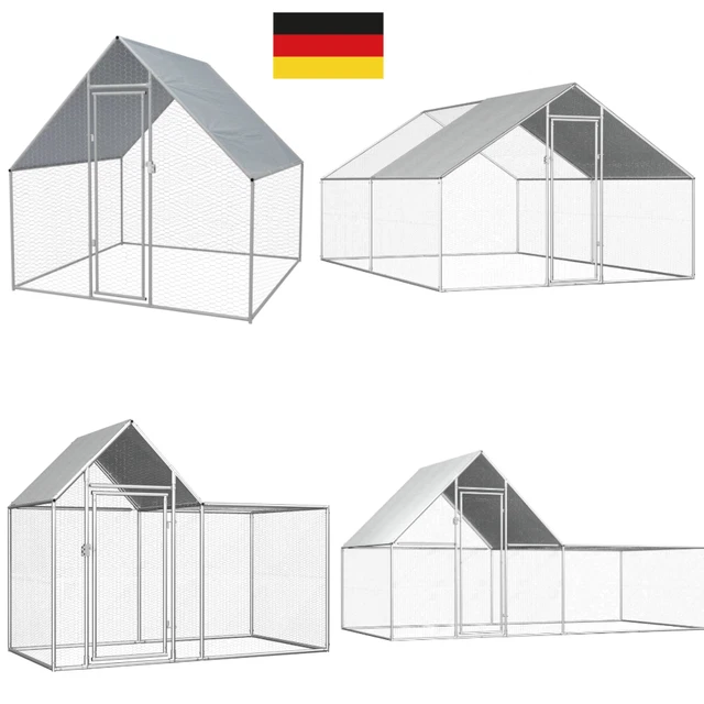 HÜHNERSTALL MIT DACH Verzinkter Stahl Freilaufgehege Hühnerhaus Outdoor ... HÜHNERSTALL MIT DACH Verzinkter Stahl Freilaufgehege Hühnerhaus Outdoor ...