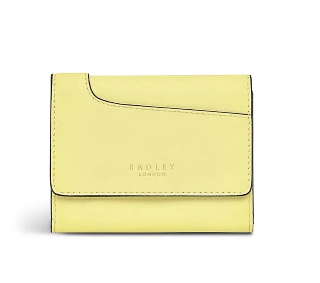 GENUINE RADLEY ‘POCKETS 2.0’ Small Pastel Yellow Trifold Leather Purse ...