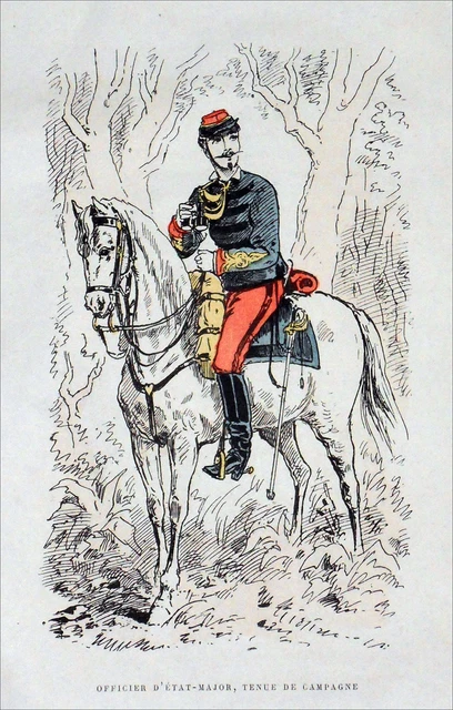 NAPOLÉON III - OFFICIER d'ETAT MAJOR à CHEVAL en reconnaissance ...