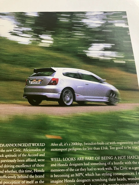 ORIGINAL HONDA CIVIC Type R EP3 Double Sided Magazine Feature Picture ...