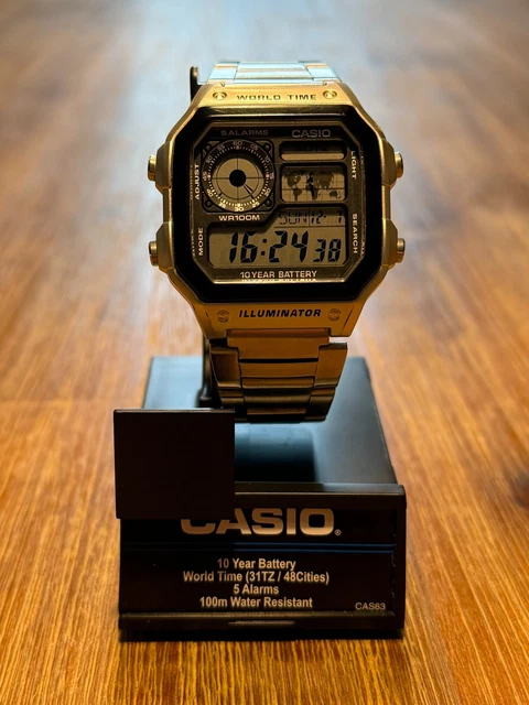CASIO AE-1200WH UHR Modell 3299 80er James Bond Casio Royale Digitaluhr ...