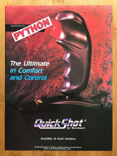 1990 QUICKSHOT PYTHON Joystick Controller Vintage Print Ad/Poster NES ...