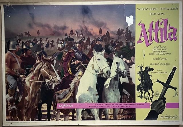 ATTILA-LOBBY CARD FOTOBUSTA originale-Anthony Quinn,Sophia Loren,Vidal ...