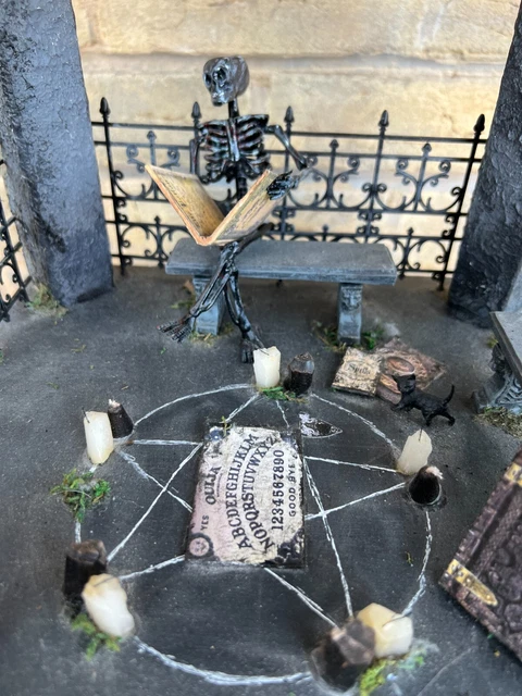 OOAK 1/12 DOLLS House Miniature Gothic Crypt Mausoleum Ouija Skeleton ...