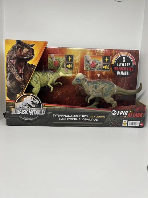 MATTEL JURASSIC WORLD Epic Attack T-Rex vs Pachycephalosaurus 2022 ...