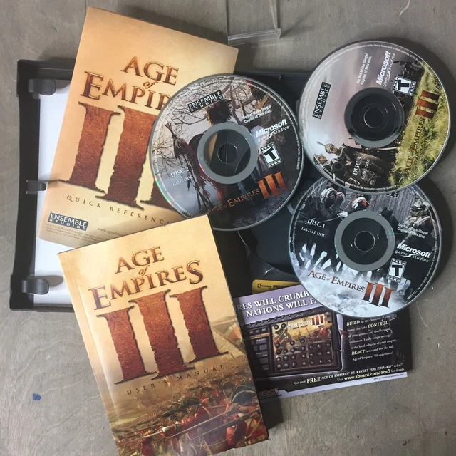 AGE OF EMPIRES 3 III PC CD-ROM 2005 set completo di 3 dischi in ...
