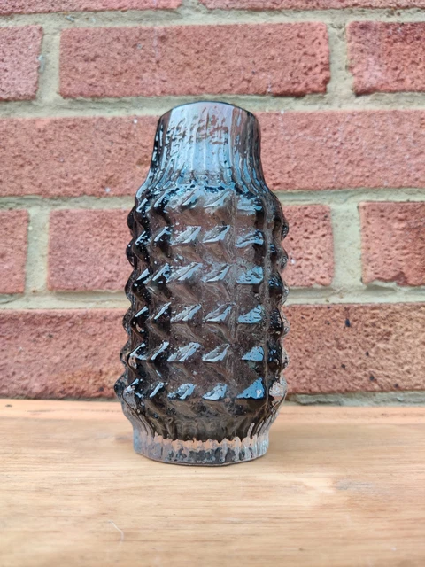 WHITEFRIARS GEOFFREY BAXTER Pineapple Pinecone Vase Smoked Grey 9731 £ ...