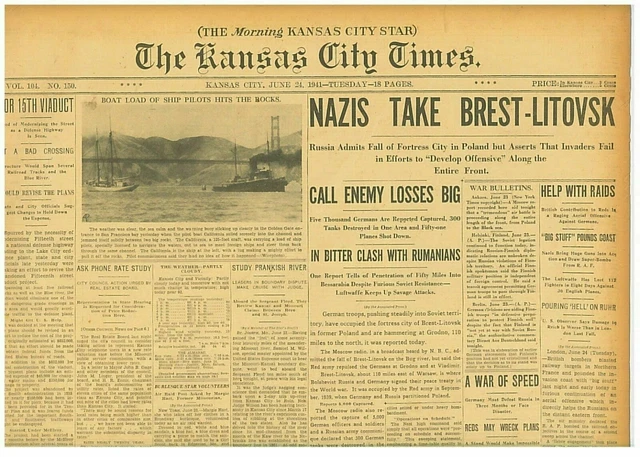OPERATION BARBAROSSA GERMANY invades Russia Brest-Litovsk June 24 1941 ...