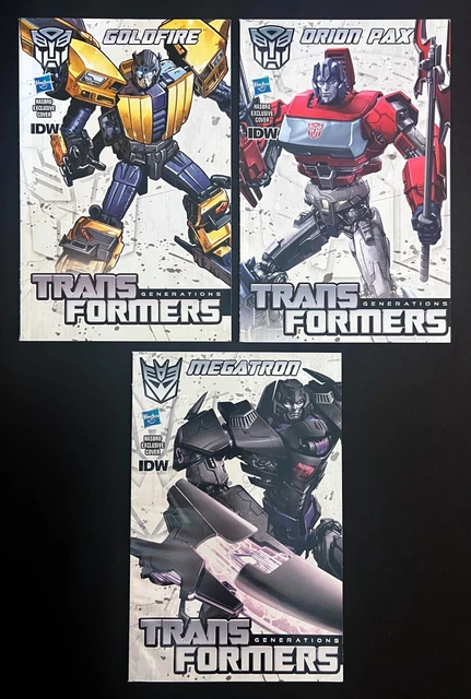 HASBRO TRANSFORMERS INSERT 3 Issue Lot Goldfire/Orion Pax/Megatron IDW ...
