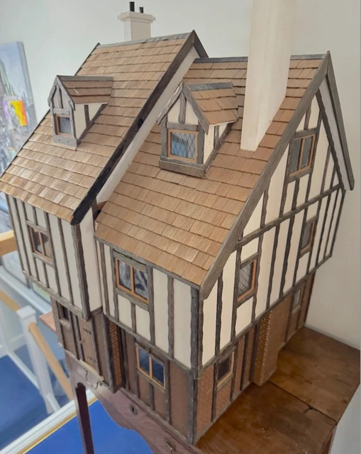 VINTAGE TUDOR DOLLS House Handmade by retired Architect With Furniture ...