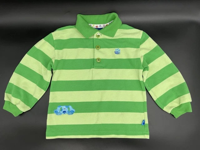 VINTAGE 99' BLUES Clues Shirt Steve Green Striped Polo Long Sleeve Size 4T £78.64 - PicClick UK