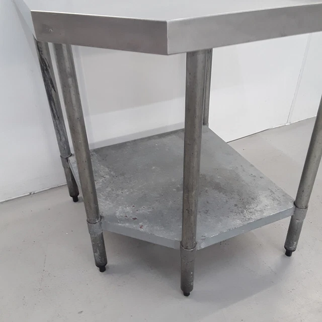 STAINLESS STEEL CORNER Table Kitchen with Shelf 80cm Wide Commercial ...