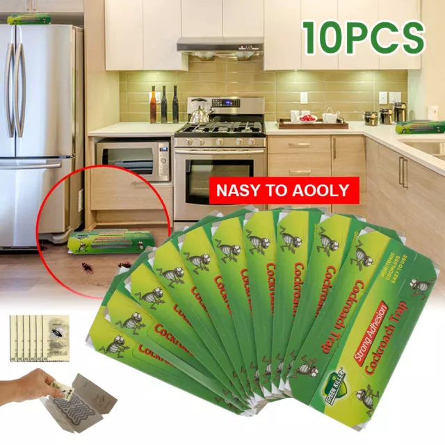 10X COCKROACH TRAP Bait Sticky Glue Cockroaches Insect Bug Pest Control ...