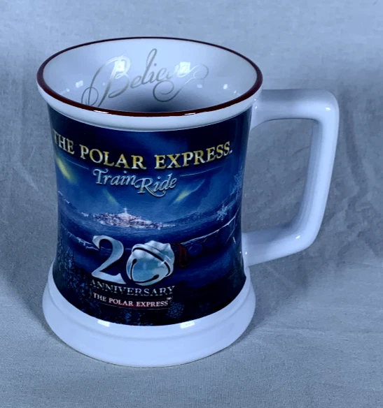 POLAR EXPRESS TRAIN Ride 20th Anniversary Believe Coffee Tea Cup Mug £ ...