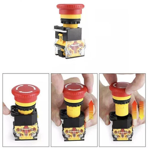 22MM RED E-STOP Switch Emergency Stop Push Button Switch 12-220V UK £8. ...