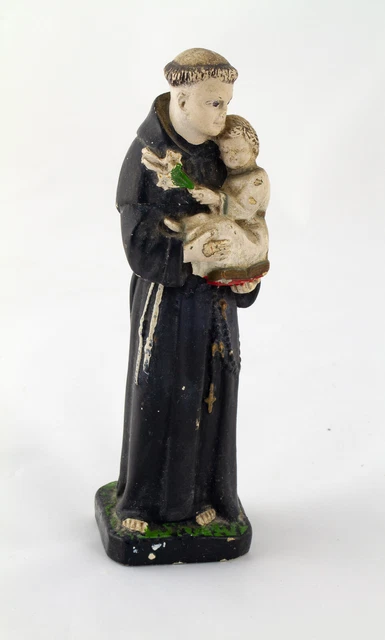 ANTICA SCULTURA STATUA frate SAN FRANCESCO in ceramica con bambino Arte ...
