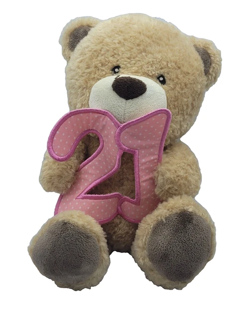 HAPPY 21ST BIRTHDAY Teddy Bear 10"Plush Cuddly Soft Toy Teddy Carte ...