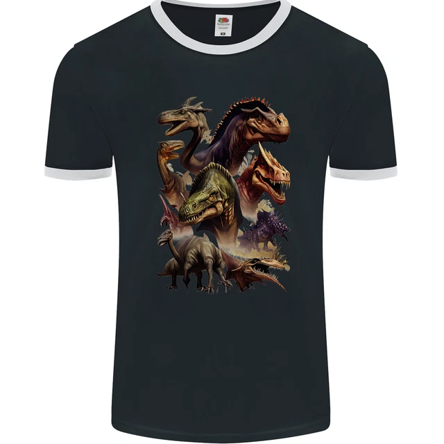 COLLAGE DE DINOSAURE T-Rex Raptor Dragons T-Shirt Ringer Pour Hommes ...