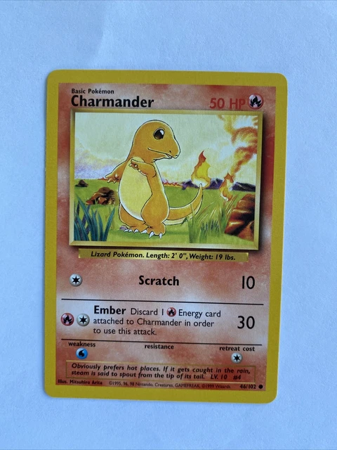 RARE ORIGINAL 1995 Charmander Pokemon Card 46/102 - COMME NEUF !! EUR ...