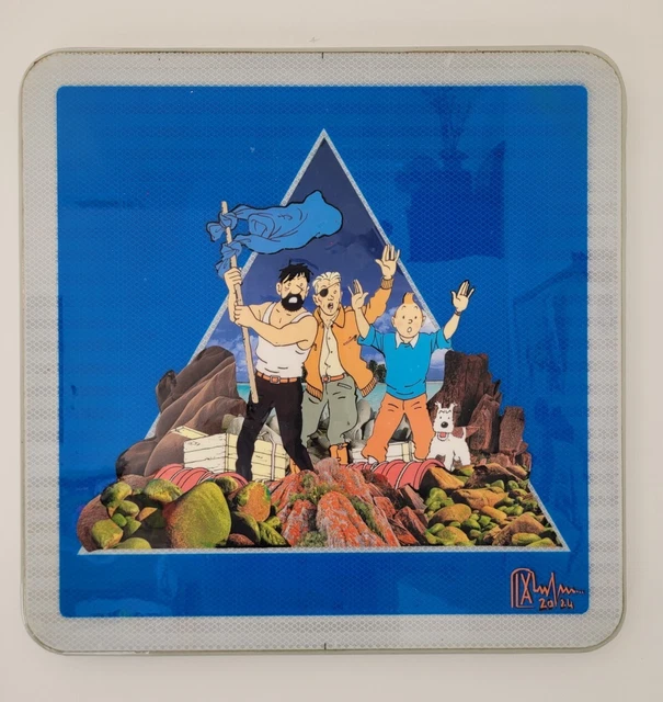 XALU COLLAGE ORIGINAL Panneau Tintin Milou street art No obey Ben ...