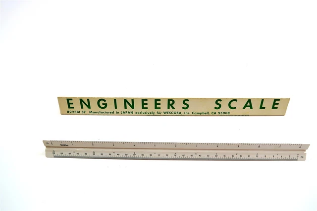VINTAGE 12& OMEGA WESCOSA 22581 SP Triangular Drafting Engineers Scale ...