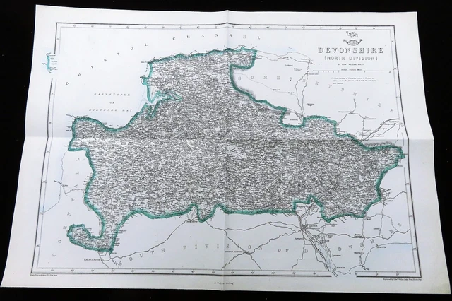 ANTIQUE MAP OF Devon Devonshire England Honiton Barnstable Tiverton ...