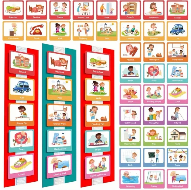 VISUAL TIMETABLE FOR Kids 60 PECS Cards, Schedule Routine Chart £12.91 ...