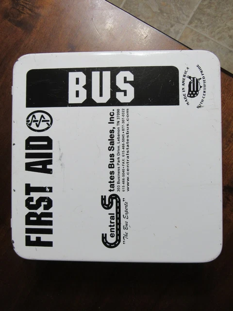 VINTAGE SCHOOL BUS First Aid Kit, Certified Safety Mfg. Inc. Empty box ...