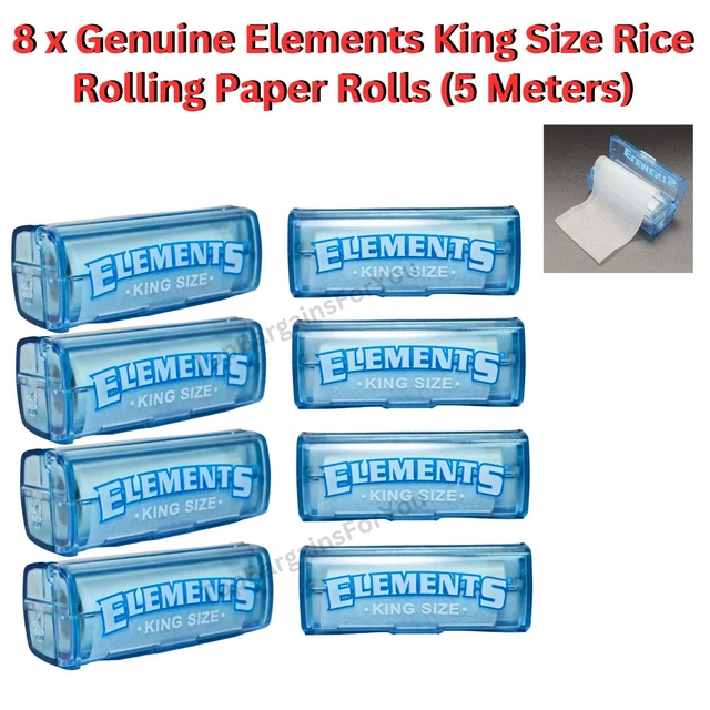 8 X GENUINE Elements King Size Rice Rolling Rizla Paper Rolls, 5 Meter ...