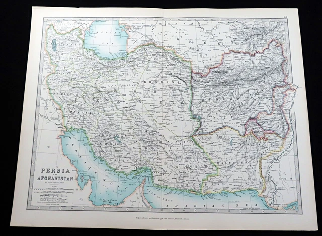 ANCIEN CARTE DE Afghanistan Perse Iran Caspian Mer Baloutchistan Ak ...