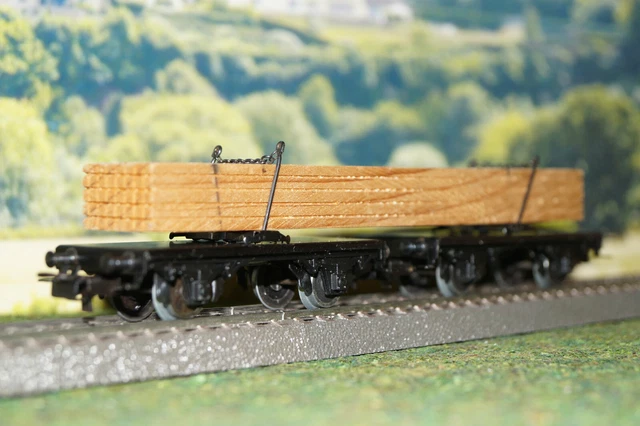 WAGON À TABLIER rotatif Märklin chargé de bois HO H0 chemin de fer lire ...