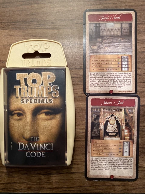 TOP TRUMPS THE DAVINCI CODE WITH 2x Rare SUPER TOP TRUMP CARDS PRE ...