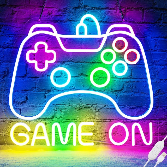 GAME BUTTON ICON Atmosphere Neon Playstation LED Sign Light USB Wall ...