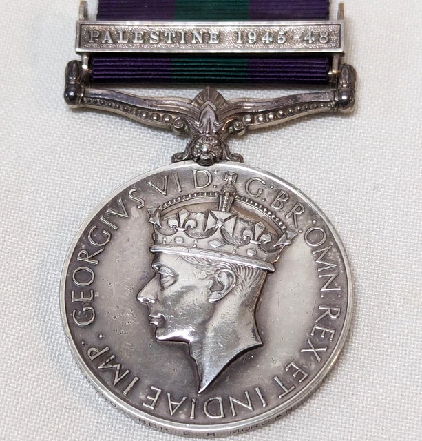 GENERAL SERVICE MEDAL Palestine 1945 Morgan 58th M Regiment Royal ...