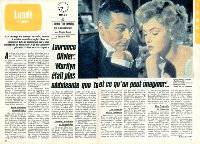 COUPURE DE PRESSE Clipping 1984 Laurence Oliver Marilyn Monroe (2 pages) EUR 5,00 - PicClick FR