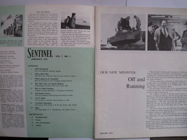 CANADIAN FORCES SENTINEL Magazine Jan 1971 Vol.7 #1 Soest to Lahr $7.00 ...