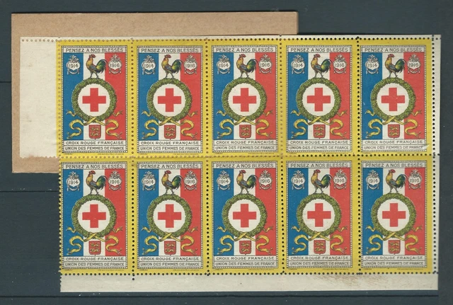FRANCE CARNET 10 Vignettes non DELANDRE Croix-Rouge UFF Rouen poster ...