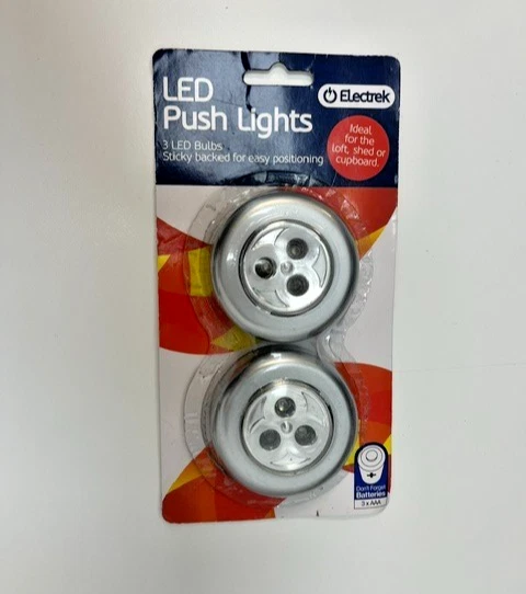 ELECTREK LED PUSH lights - Silver - Battery Operated £5.81 - PicClick UK