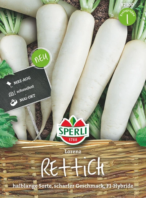 RETTICH LORENZ F1, halblange Sorte mit scharfen Geschmack EUR 6,49 ...