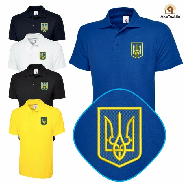 EMBROIDERED SUPPORT LOVE Ukraine Emblem Olympic Polo Shirt Puck Futin ...